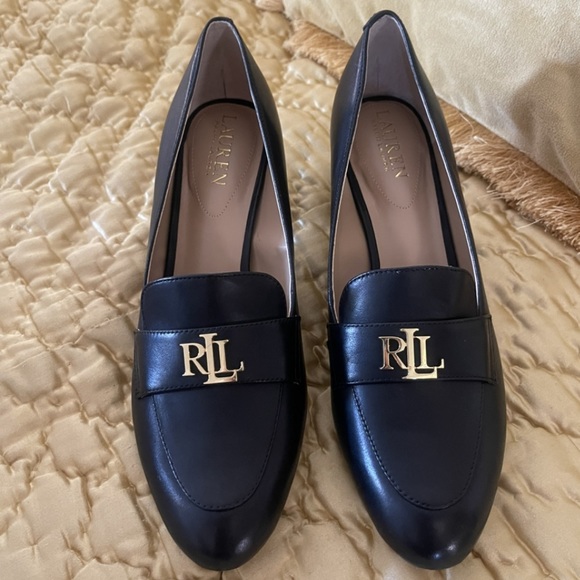 Lauren Ralph Lauren | Shoes | Ralph Lauren Monogram Pumps Gold Rl Logo ...